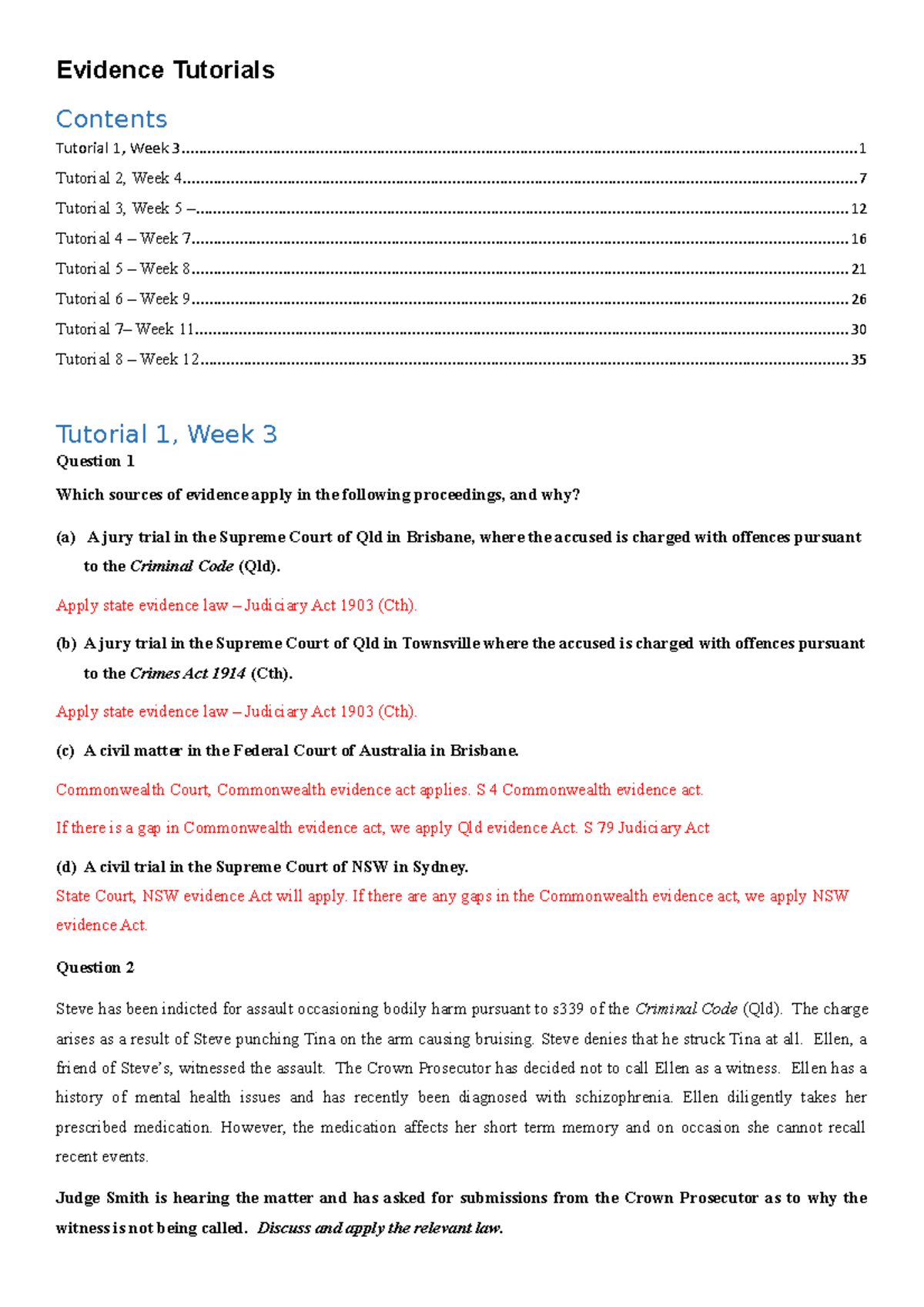 LLB303 Final Exam Notes on Evidence Law Tutorials - Studocu