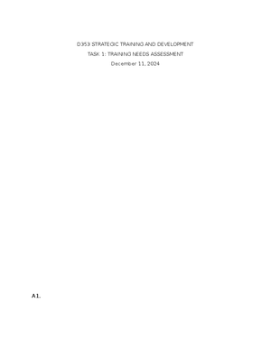 D353 Strategic Training AND Development - TASK 3 - D353 STRATEGIC ...