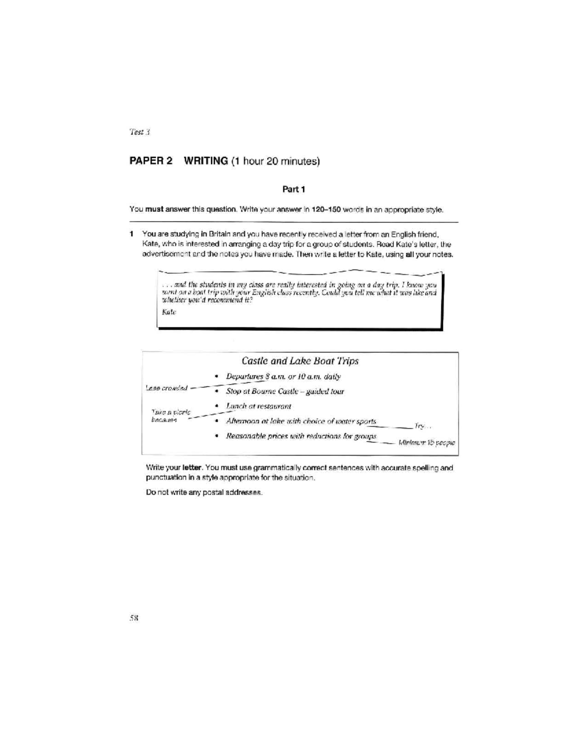 FCE Test 3 Writing: Letter to Kate about Day Trip Plans - Studocu