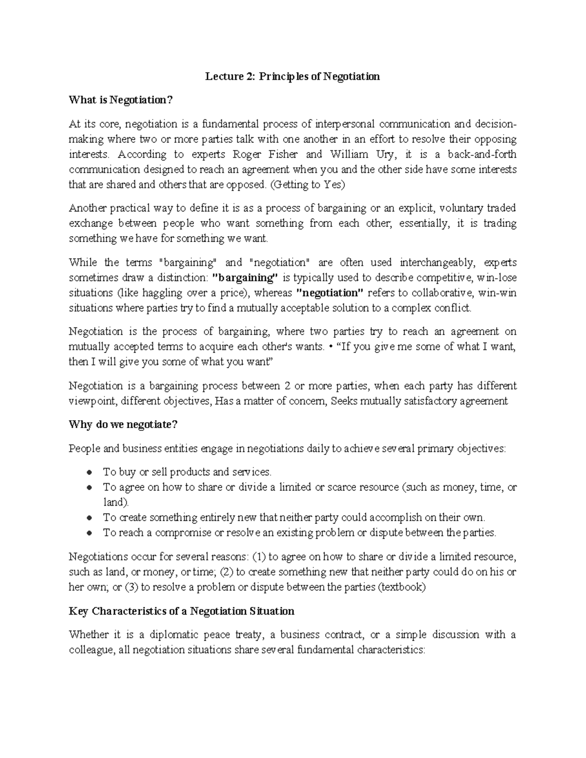 Lecture 2: Principles of Negotiation - Key Concepts and Strategies ...