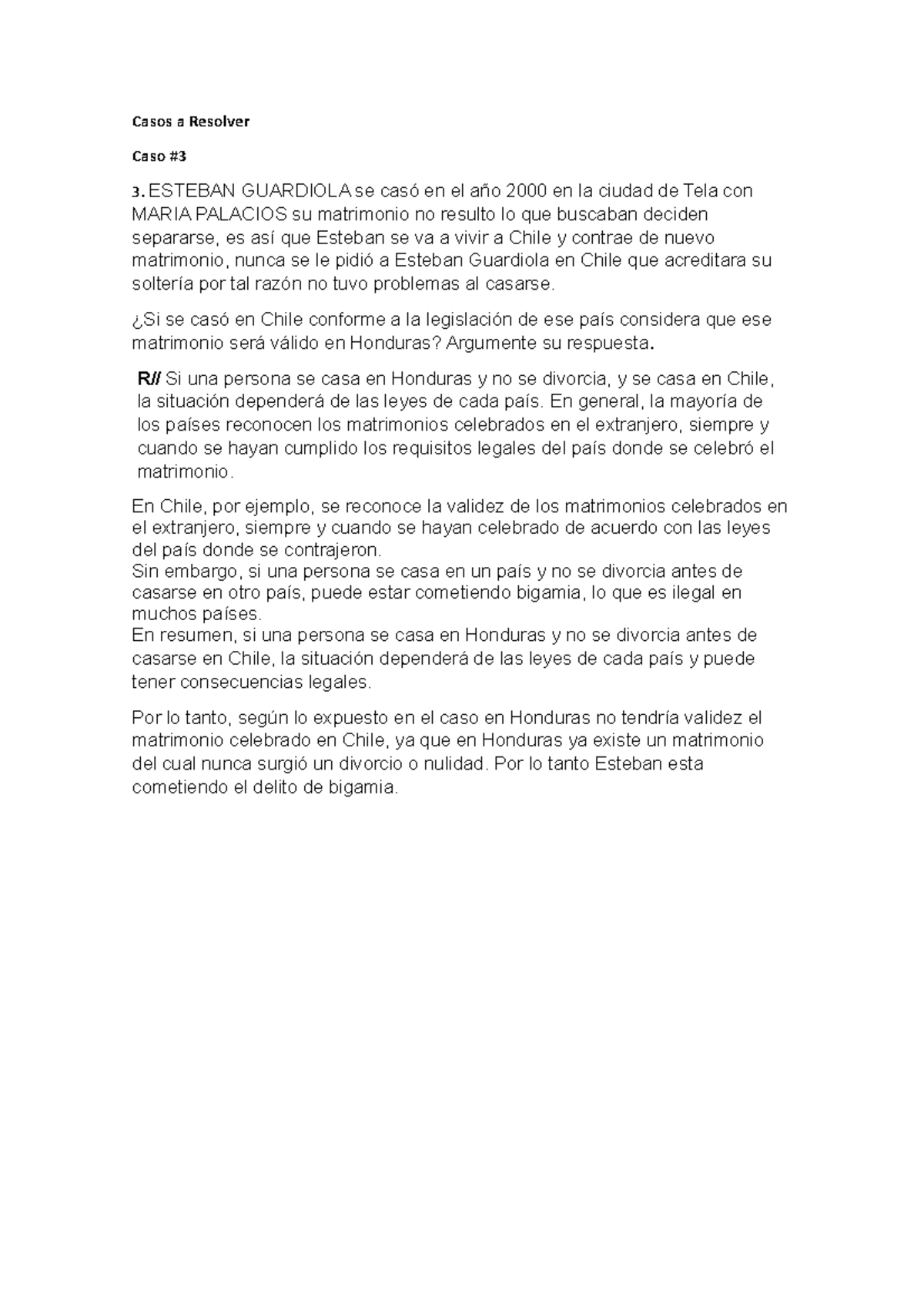 Caso #3: Validez del Matrimonio en Honduras y Chile - Esteban Guardiola ...