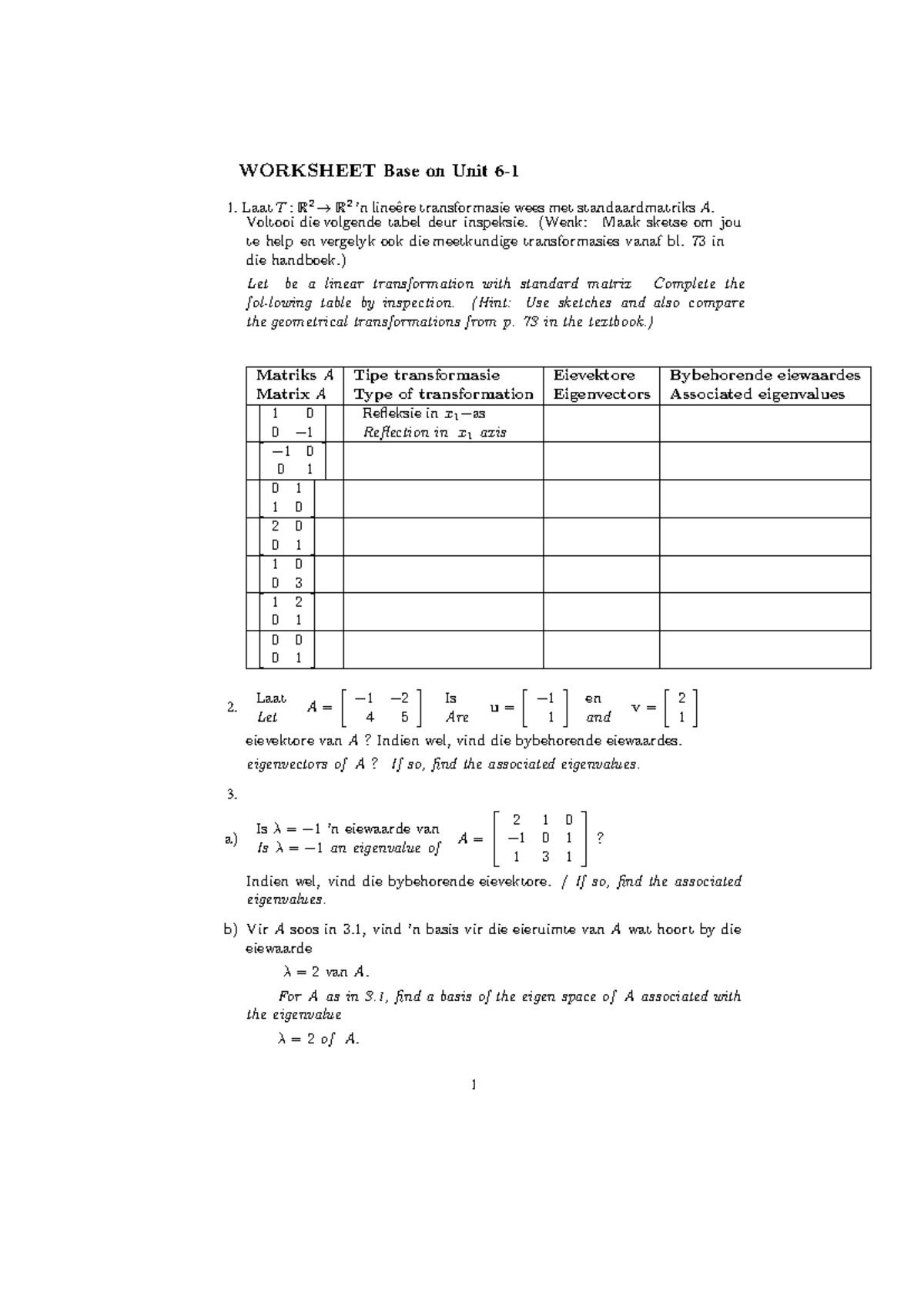 MTHS212 Eigenvector Tutorial: Linear Transformations & Eigenvalues ...