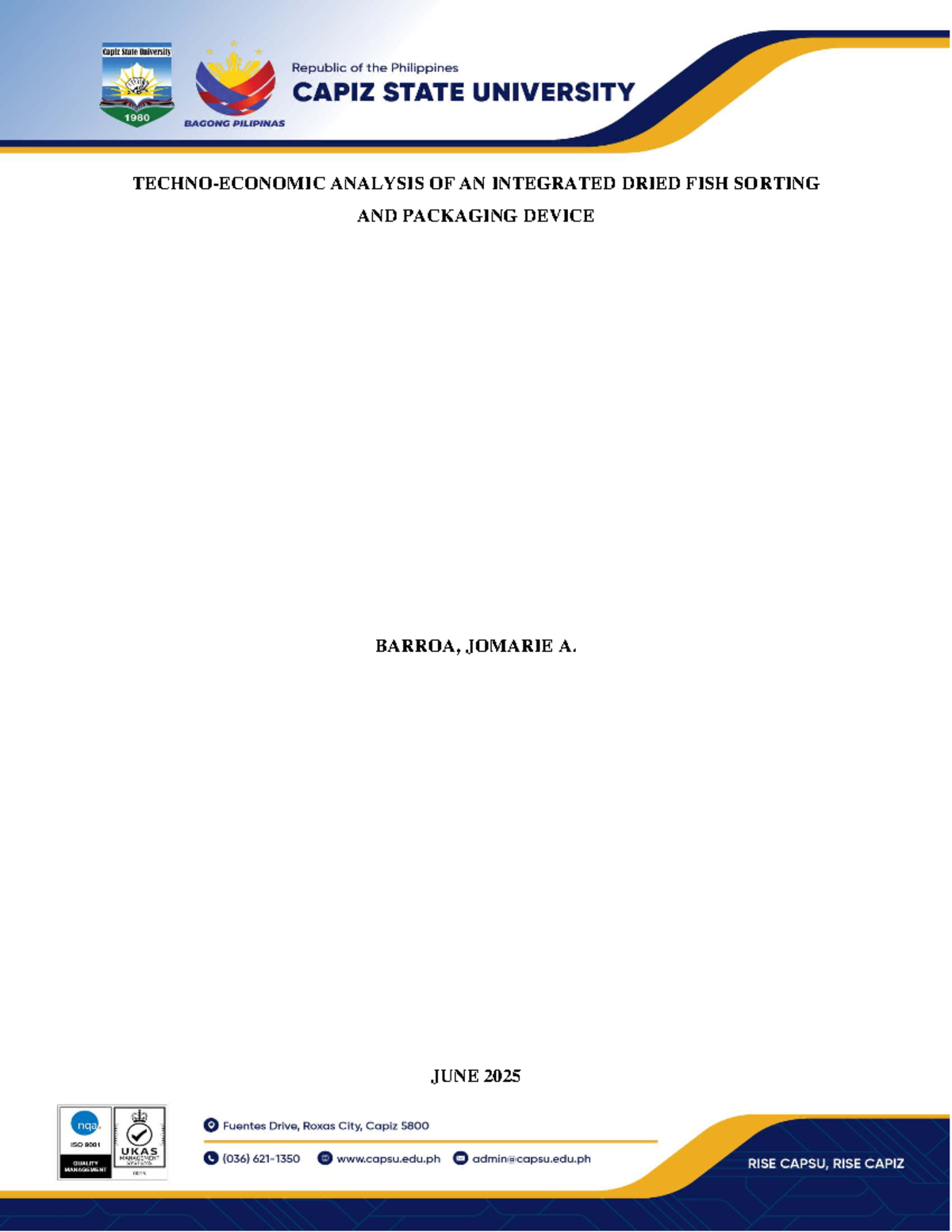 Techno-Economic Analysis of Integrated Dried Fish Sorting & Packaging ...