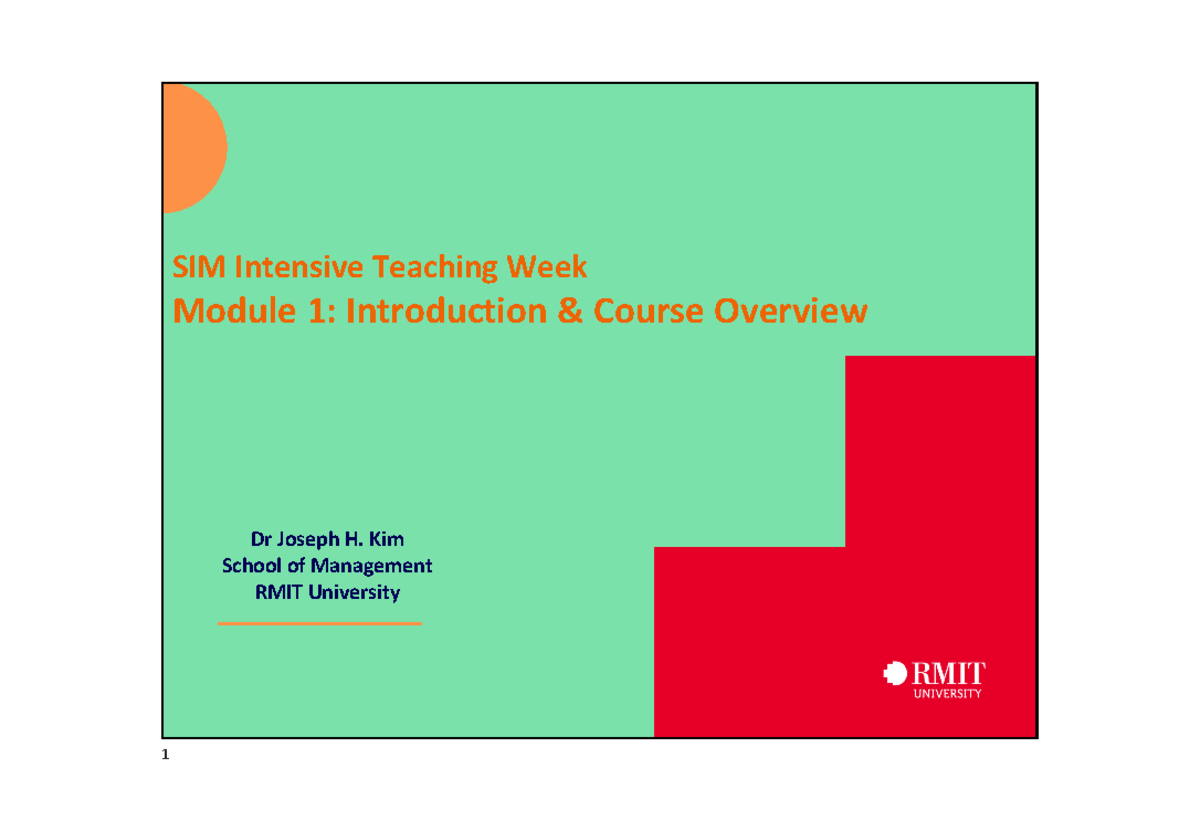 RMIT SIM Intensive Teaching Week Module 1: Intro to Global Business ...