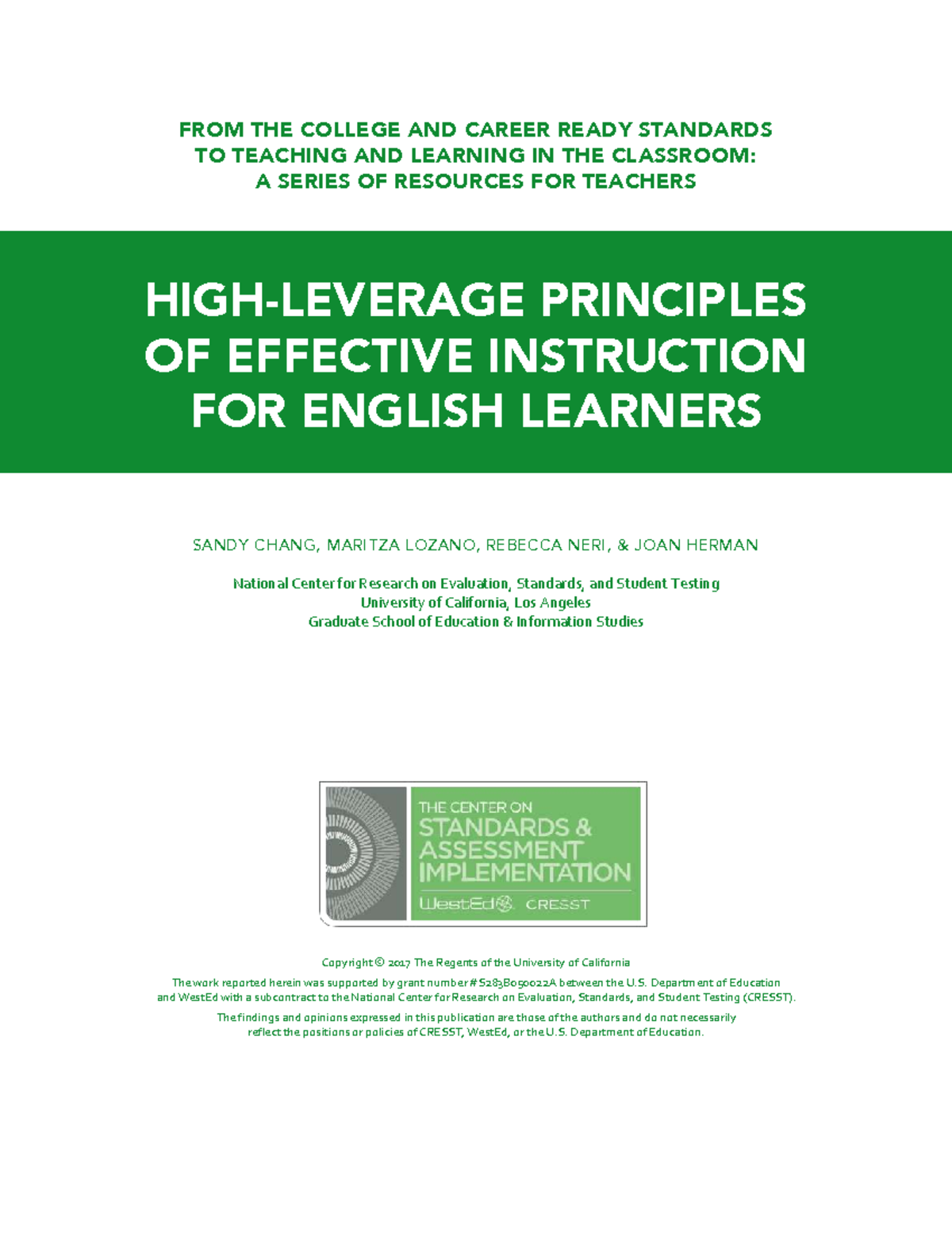 High-Leverage Instructional Strategies for English Learners (EDUC 210 ...