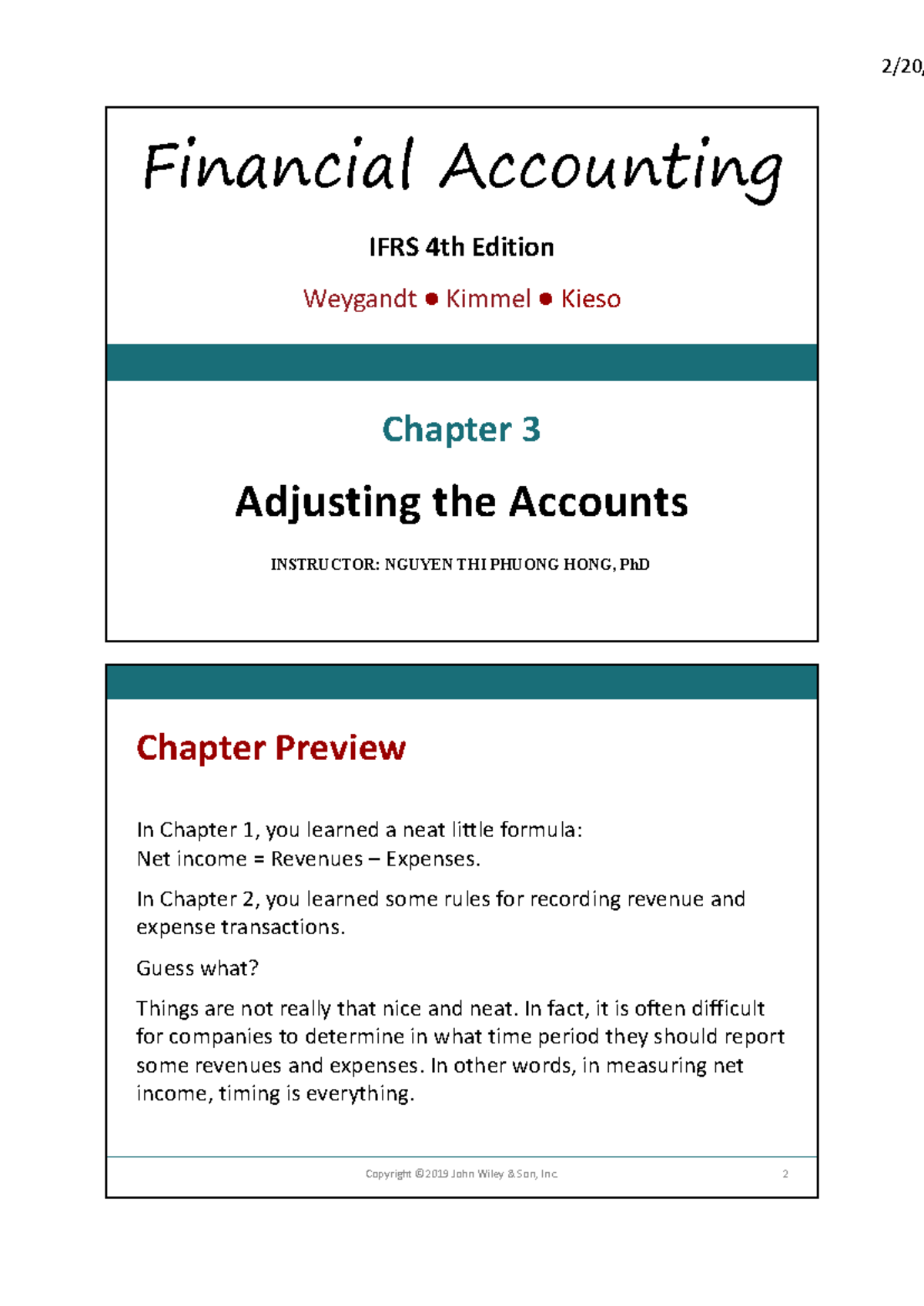 Chapter 3: Adjusting the Accounts in Financial Accounting (IFRS) - Studocu