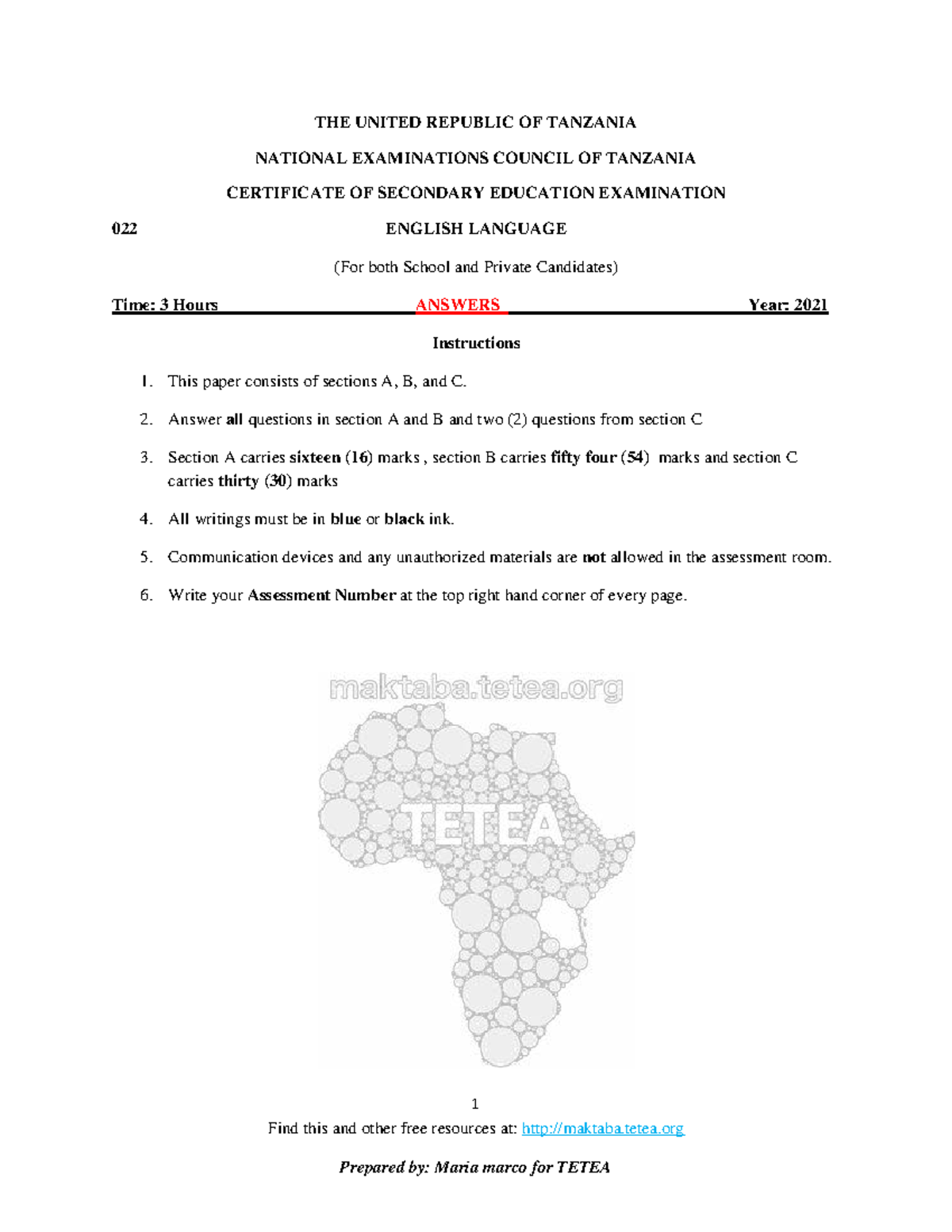 English F4 2021 Exam Solutions and Answer Guide - Studocu