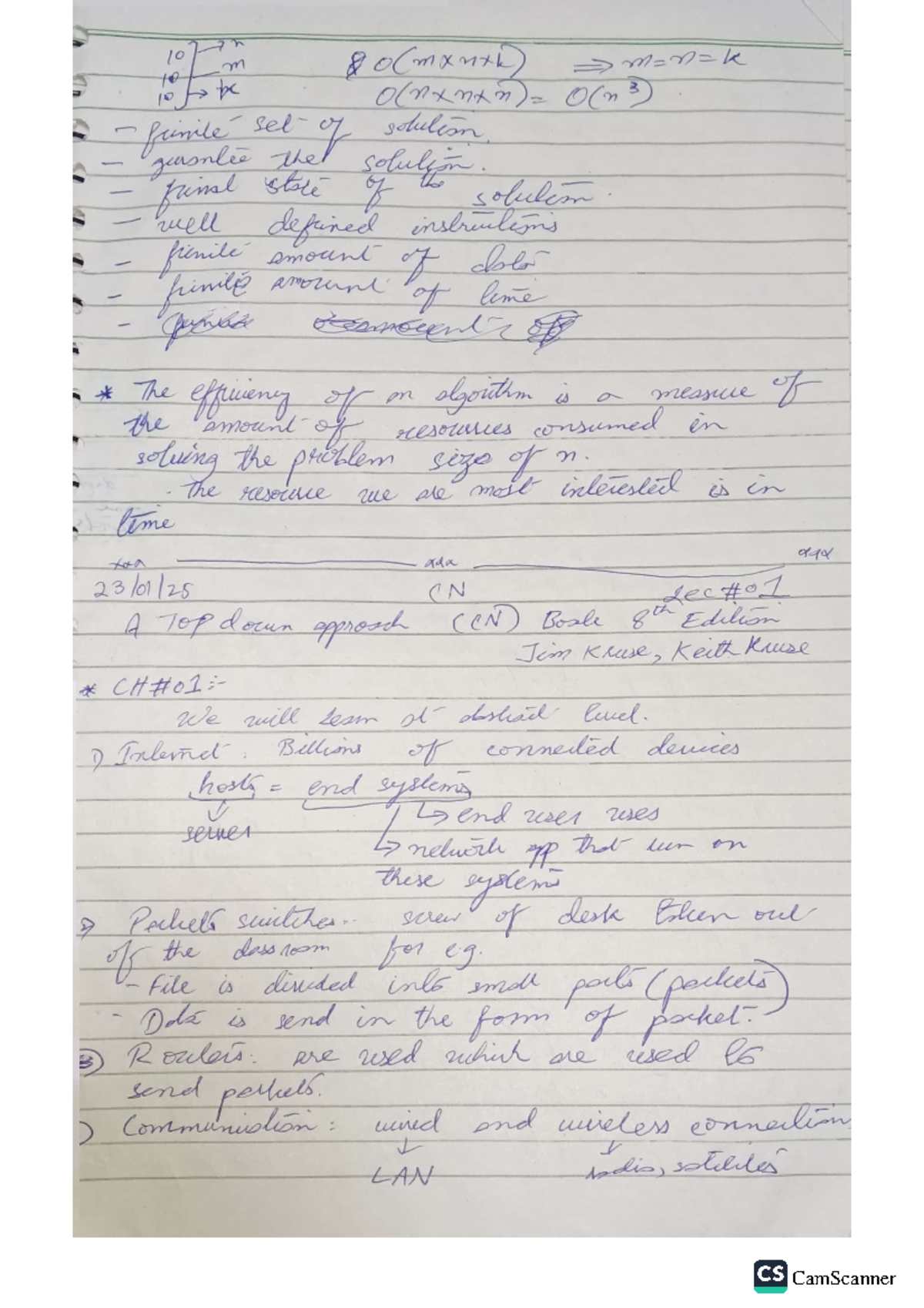 Lecture Notes of Computer Networks - 7n 10 m 20(mxnxh) 10 10 be 0(nxnxn ...