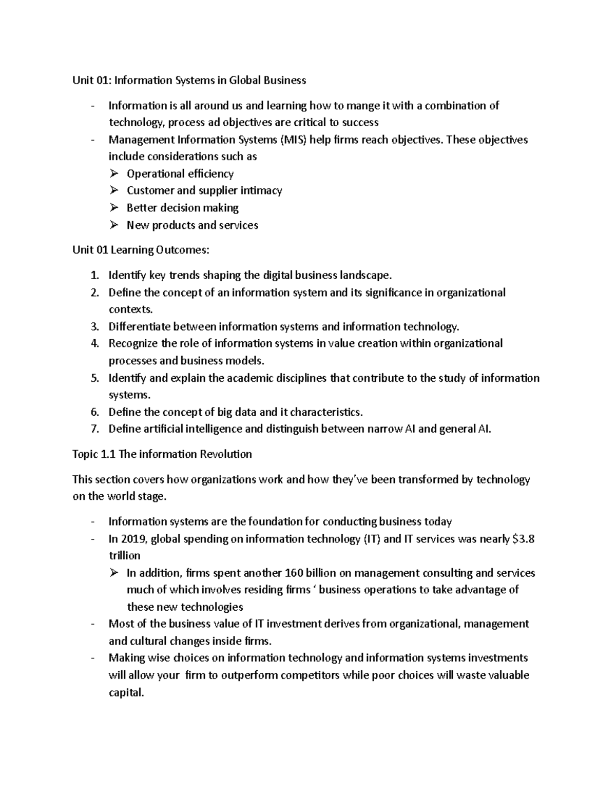 MCS2020 information management course notes copy - Unit 01: Information ...