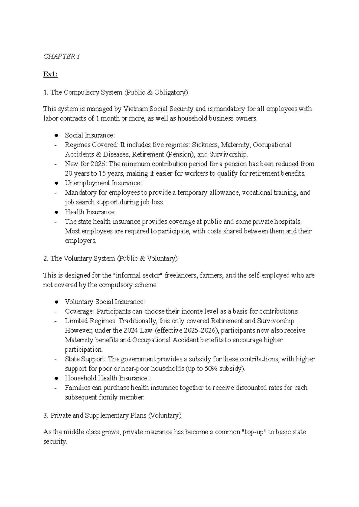 CHAPTER 1: Overview of Vietnam's Social Security Systems (Ex1) - Studocu