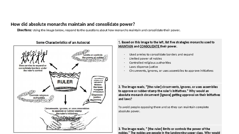 Unit 7: Understanding Absolutism - How Monarchs Gained and Maintained ...