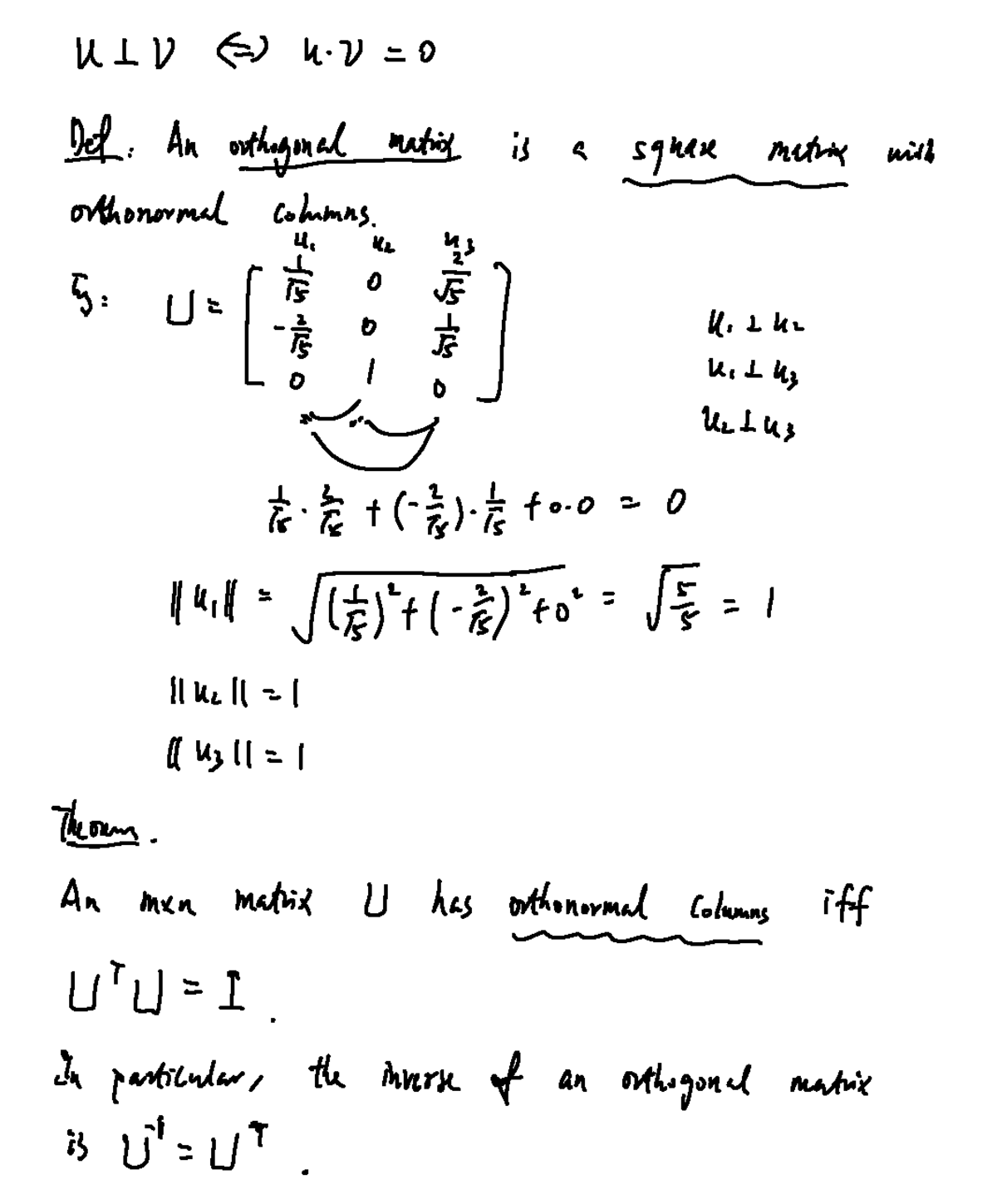 Lecture 24 - Orthogonal Matrices and Projections in Linear Algebra ...