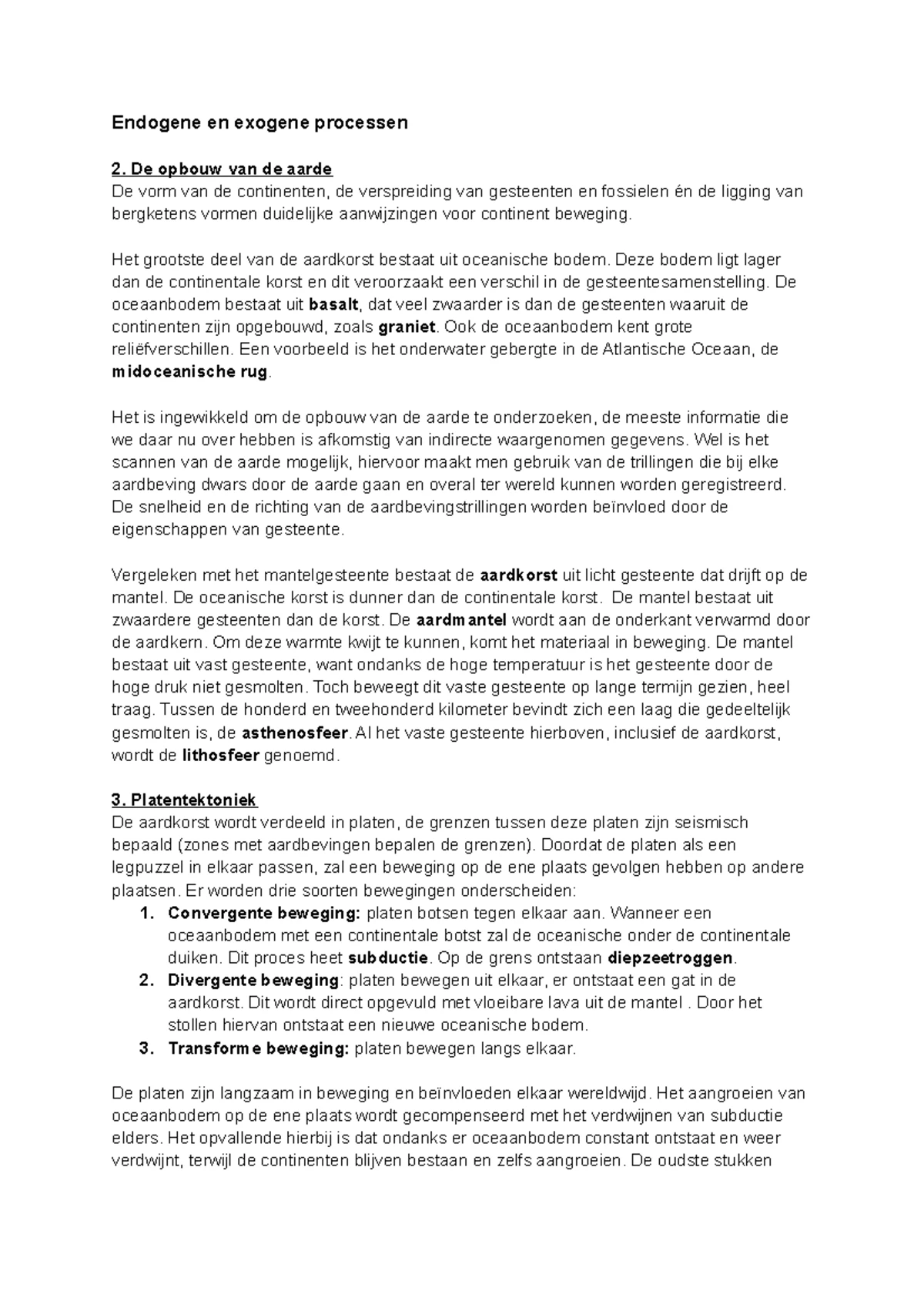 Aardrijkskunde hoofdstuk 2 - Endogene en exogene processen ...