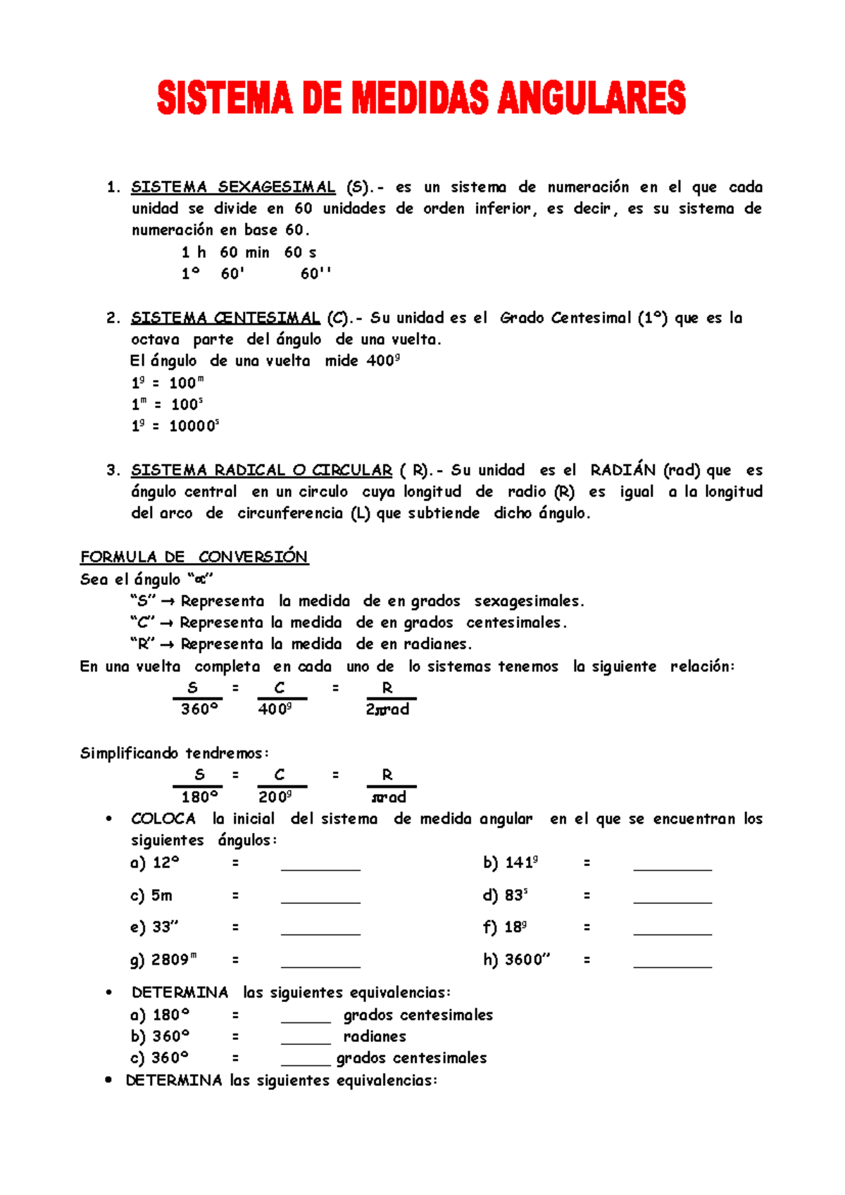 Sistema de Medidas Angulares para Sexto Grado de Primaria - Guía ...