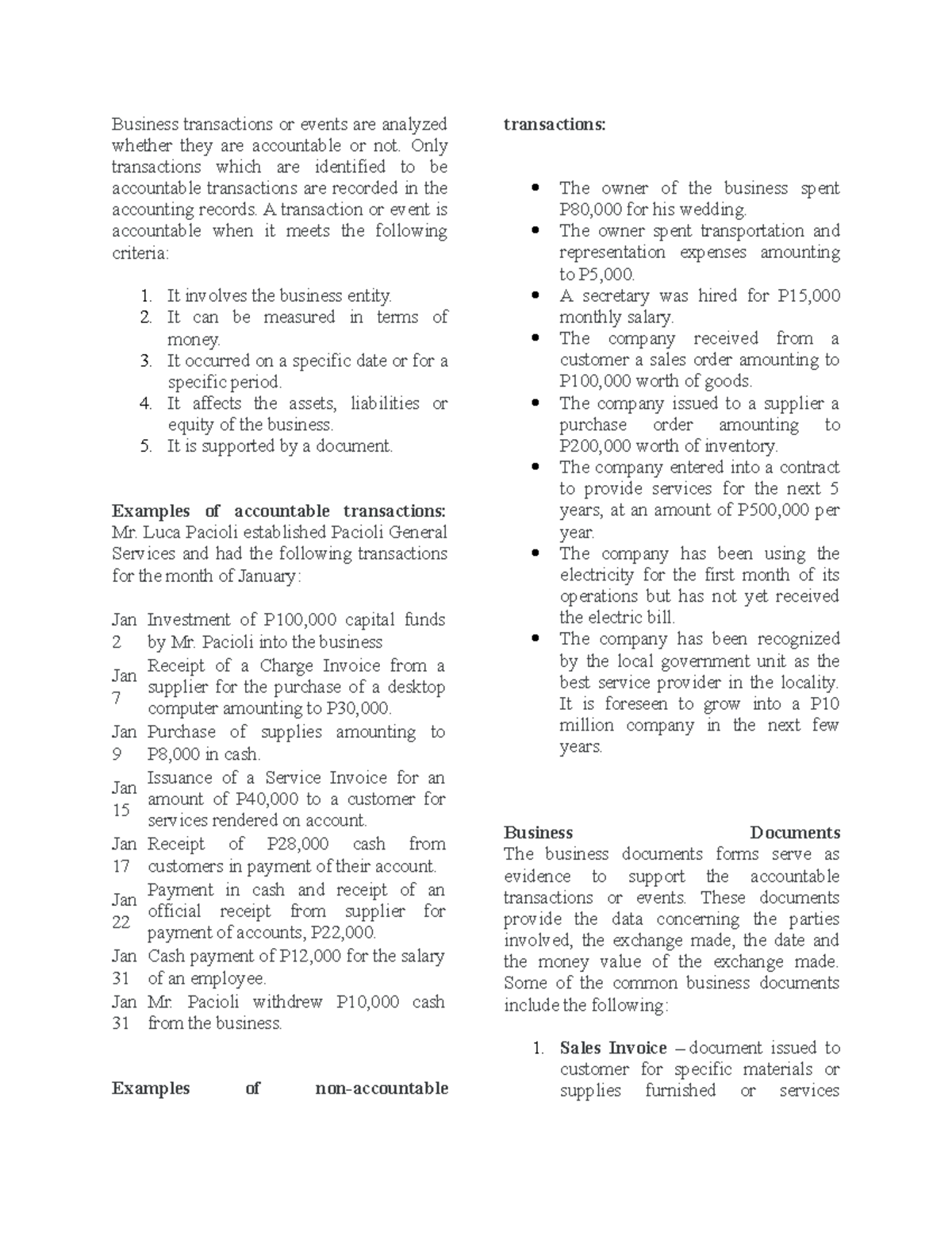 Accountable Transactions & Trial Balance - Lecture Notes - Studocu