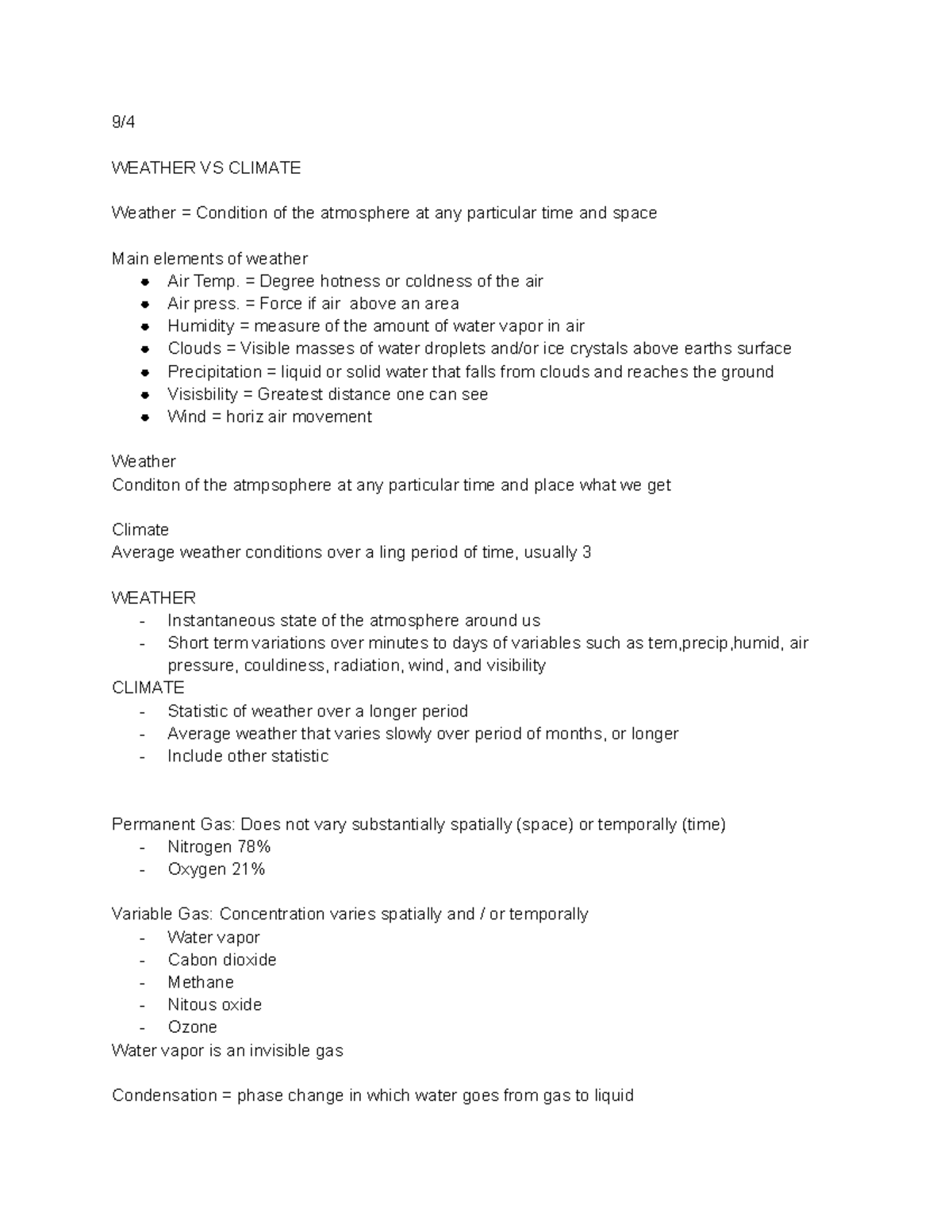 ATM 102 Lecture Notes: Weather vs Climate and Atmospheric Dynamics ...