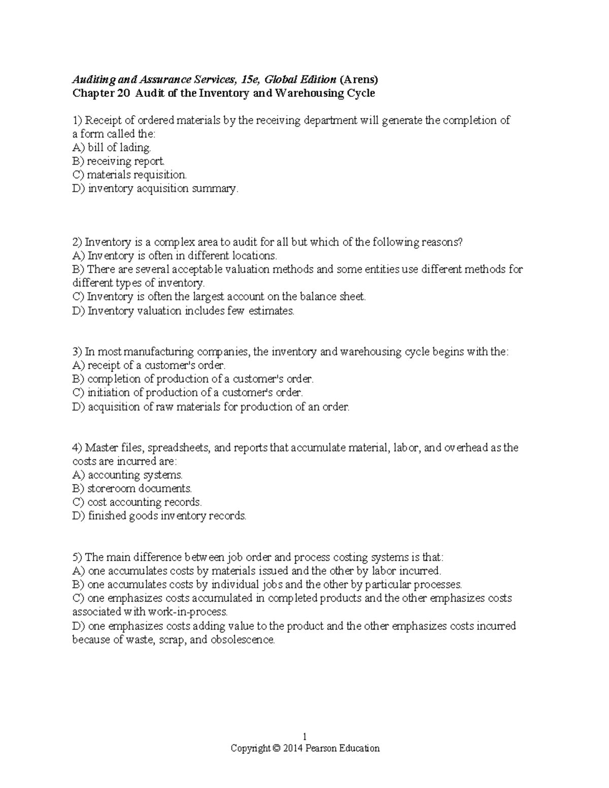 Chapter-20 - sfdsfsd - 1 Auditing and Assurance Services, 15e, Global ...
