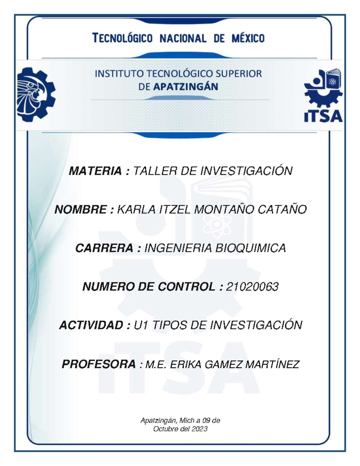 Ev-U1-Documento de Investigación - MATERIA : TALLER DE INVESTIGACIÓN ...