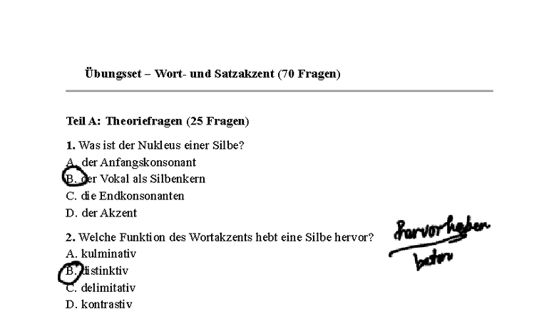 Sitzung 207 - Übungsset und Satzakzent: Theorie & Praxis (70 Fragen ...