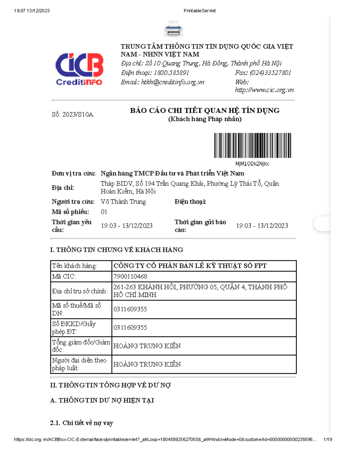 Printable Servlet - ghnm - TRUNG TÂM THÔNG TIN TÍN DỤNG QUỐC GIA VIỆT ...