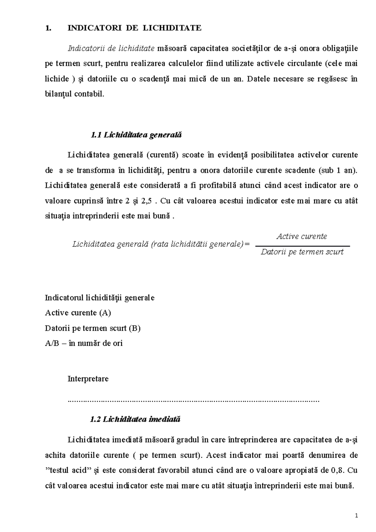 Indicatori Financiari: Model de Calcule pentru Evaluarea Performanței ...
