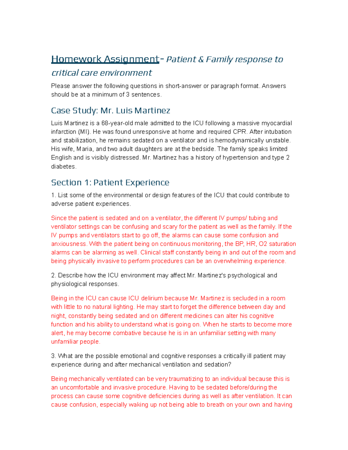 Critical Care Case Study: Patient & Family Response (NUR 301) - Studocu