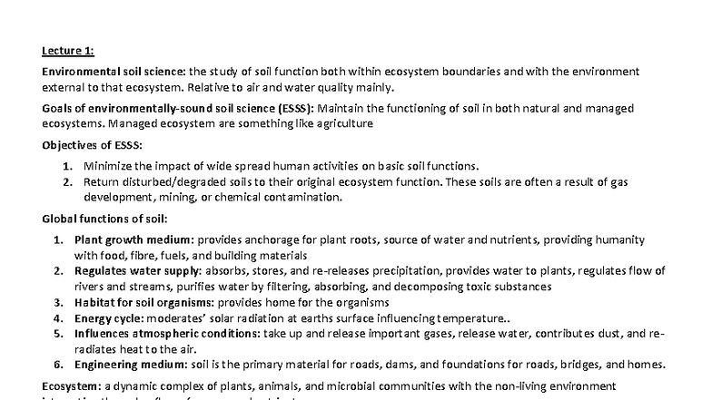 EVSC 220 Final Study Guide: Soil Science and Ecosystem Functions - Studocu