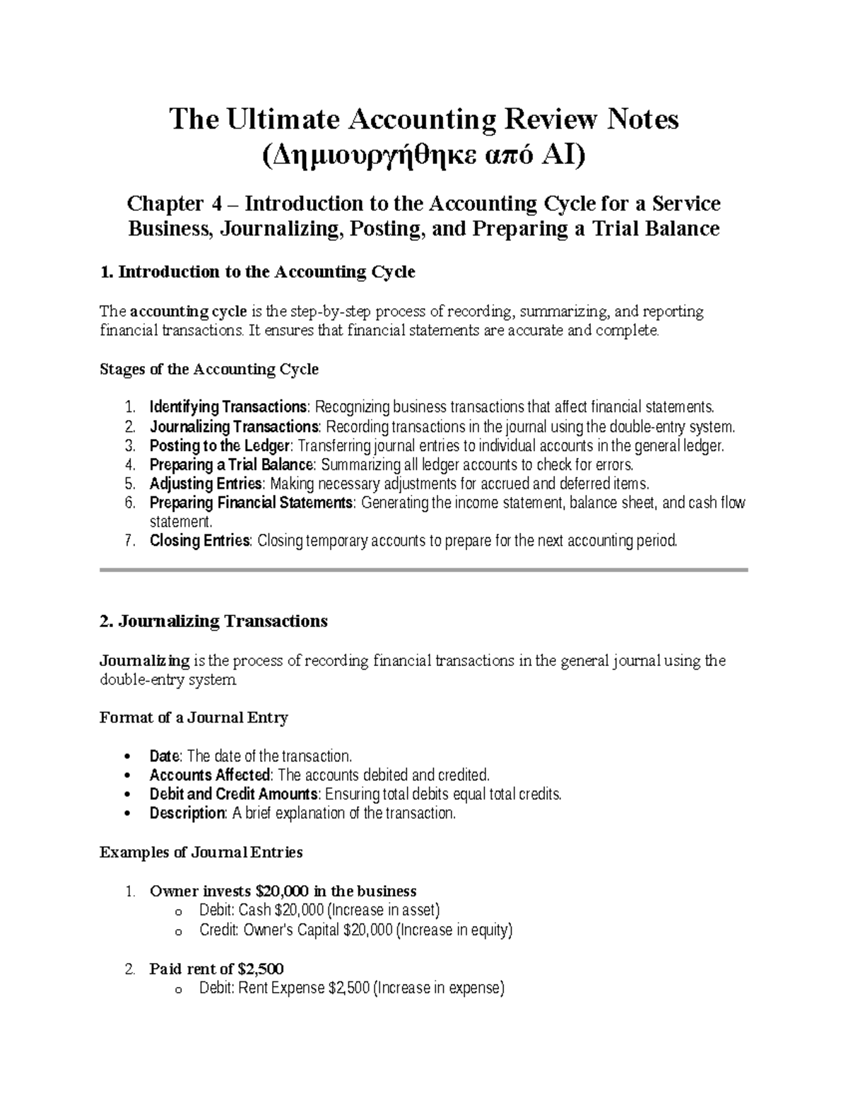 Chapter 4 - Accounting Cycle: Journalizing, Posting & Trial Balance ...