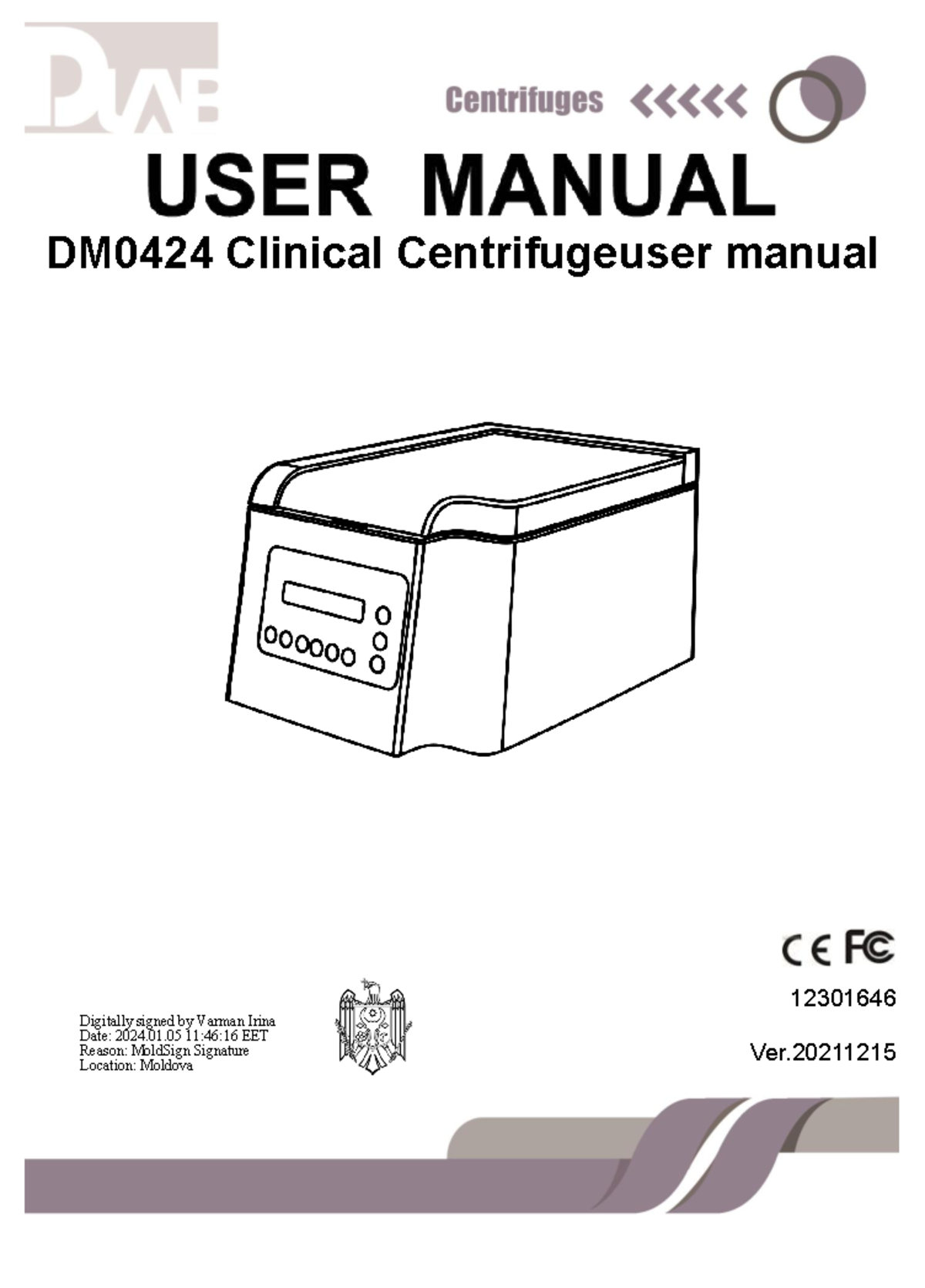 DM0424 Clinical Centrifuge User Manual: Safety & Operation Guide - Studocu