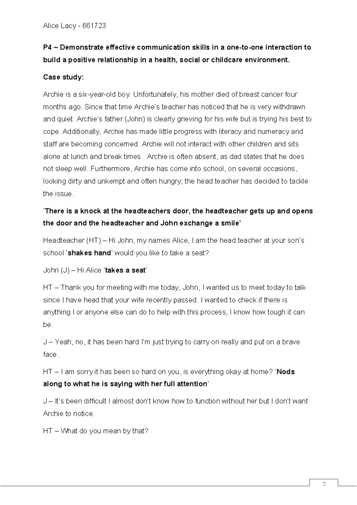 P4 - Effective Communication in Health & Social Care Case Study - Studocu