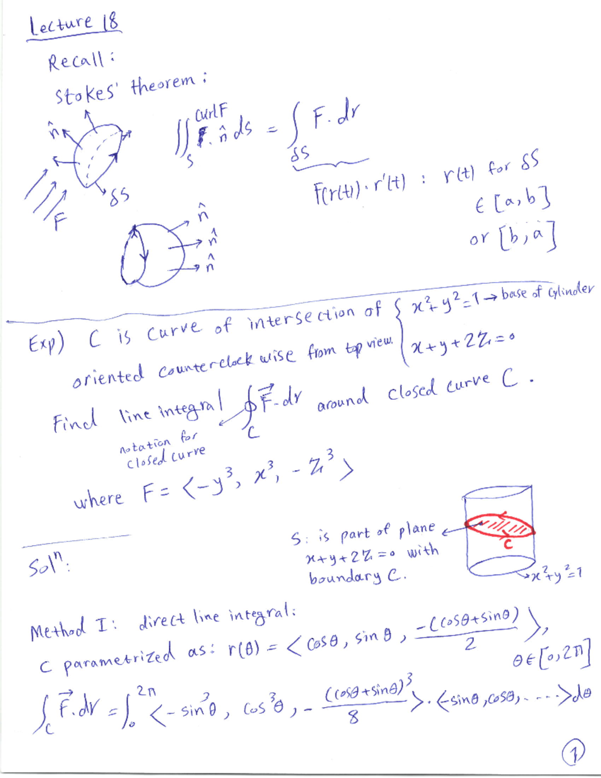 Lecture 18: Line Integrals and Curl Theorem in Vector Fields - Studocu