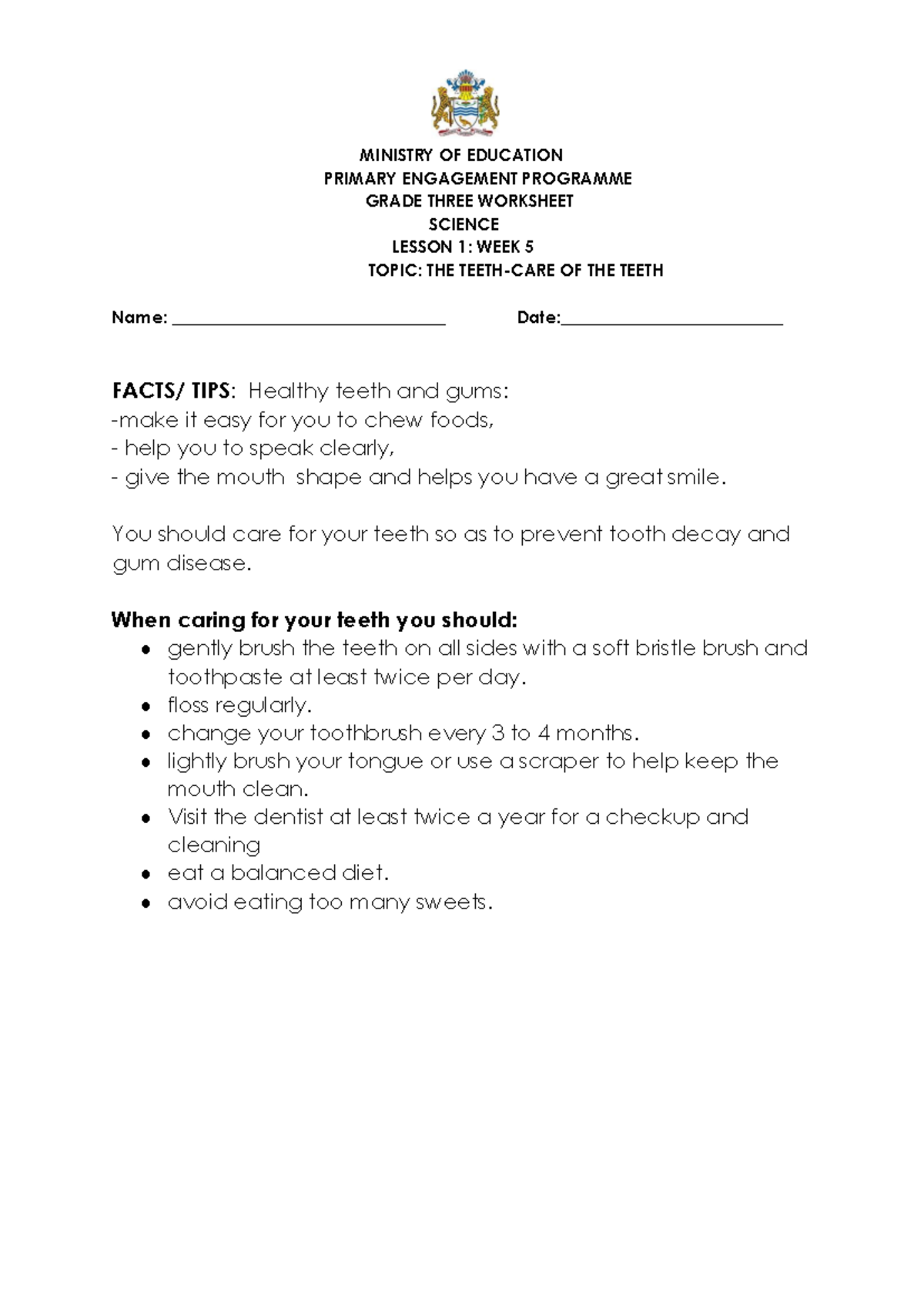 Grade 3 Science Worksheets: Weeks 5-8 Term 1 Overview - Studocu