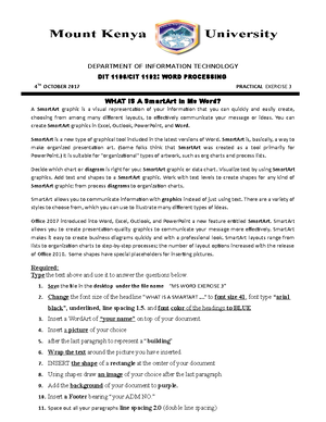 WORD Processing Exercise 1 practical exercises - DEPARTMENT OF ...