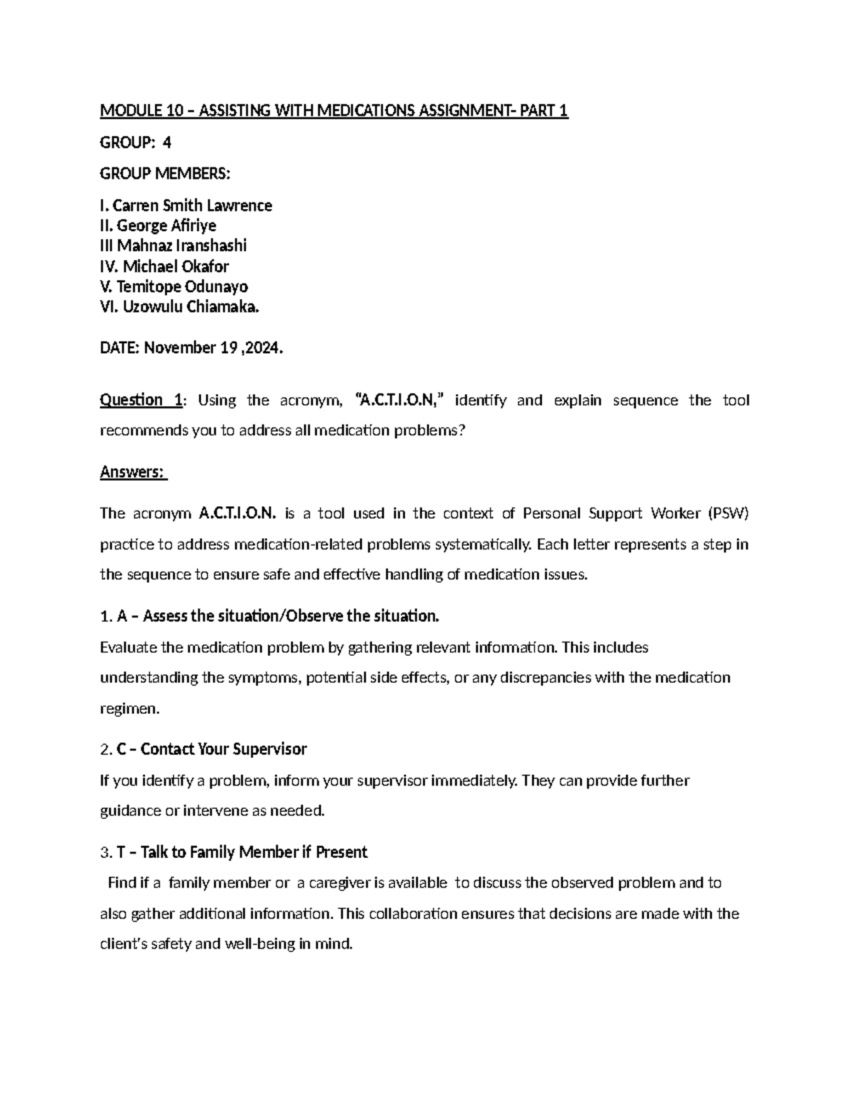 Group 4 Module 10 Assignment PART I Final November 19 2024 - MODULE 10 ...