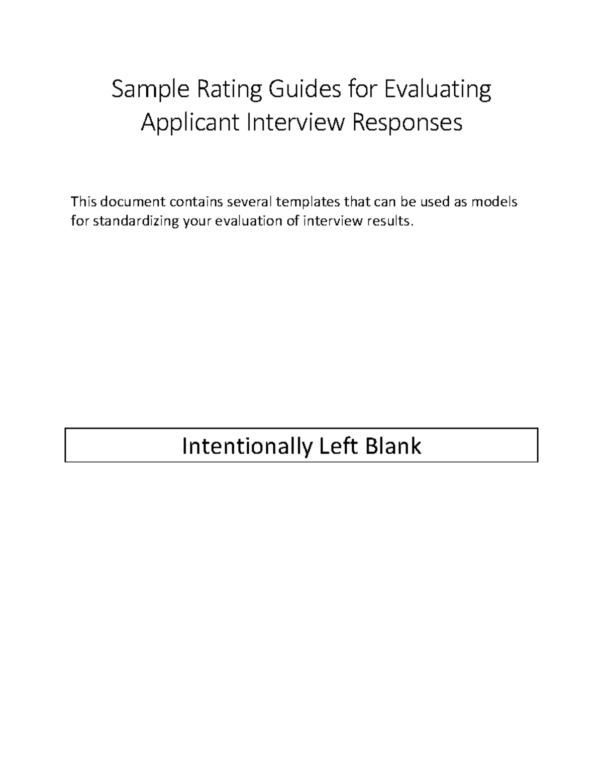 DHR-Recruitment Sample Rating Guides for Evaluating Applicant Interview ...