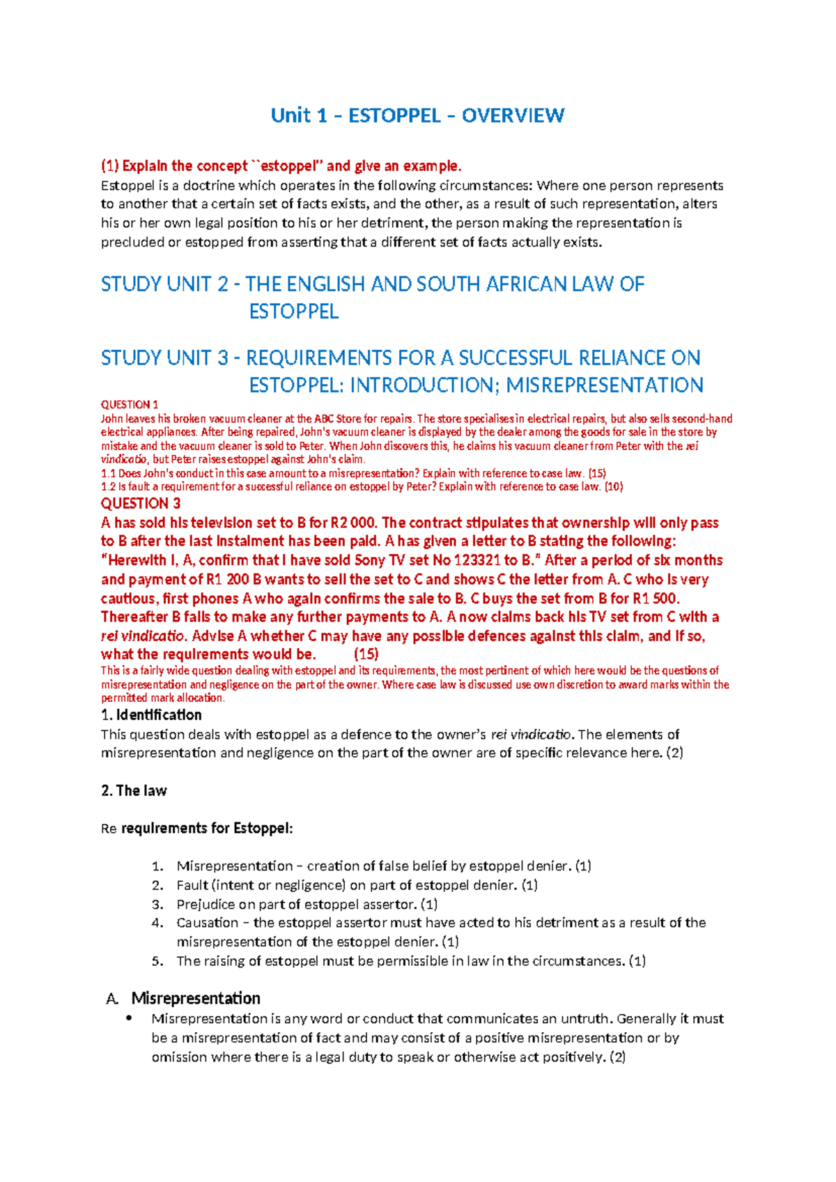 Estoppel Law: Overview and Case Studies (Course Code: EST101) - Studocu