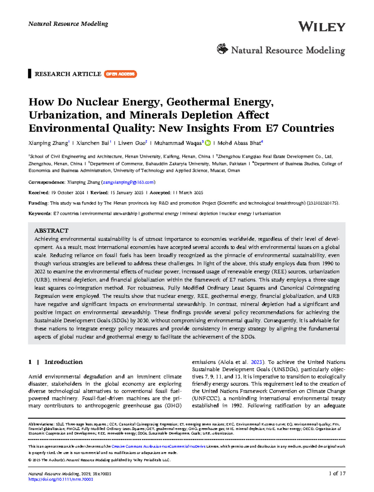 Impact of Nuclear & Renewable Energy on Environmental Quality in E7 ...