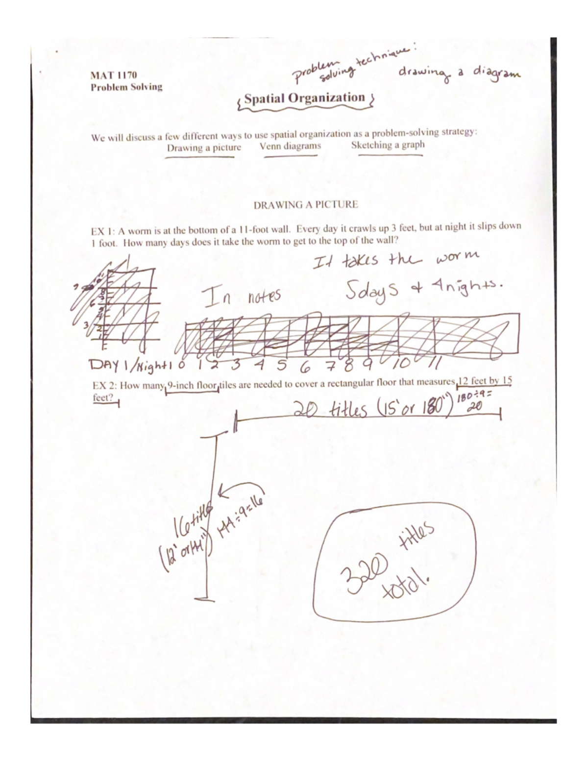 Spatial Organization - Notes - MAT 1170 Probleming technique drawing a ...