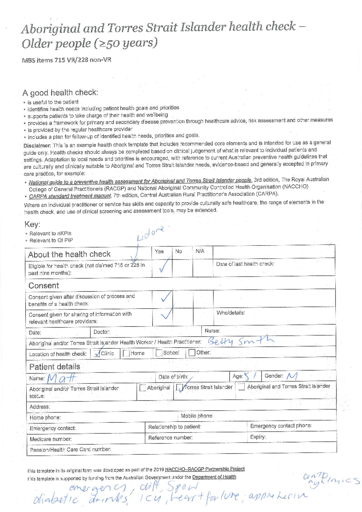 Aboriginal and Torres Strait Islander Health Check Template MBS 715 ...