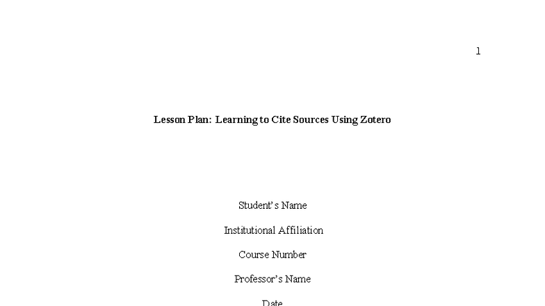 Lesson Plan: Citing Sources with Zotero for 5th Grade ELA - Studocu