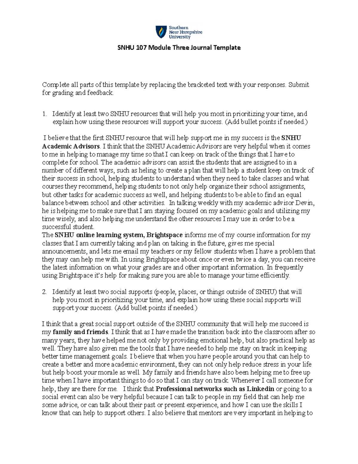 SNHU 107 Module Three Journal - Submit for grading and feedback ...