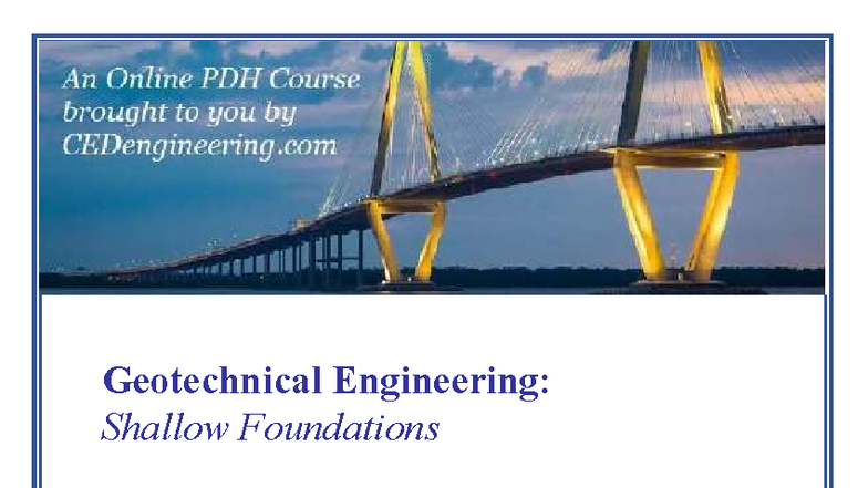 G09-002 - Geotechnical Engineering: Shallow Foundations Overview - Studocu
