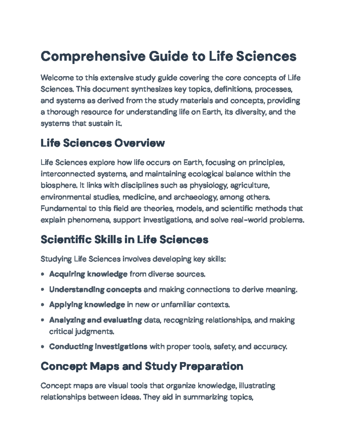 Comprehensive Study Guide for Life Sciences (LS101): Key Concepts ...