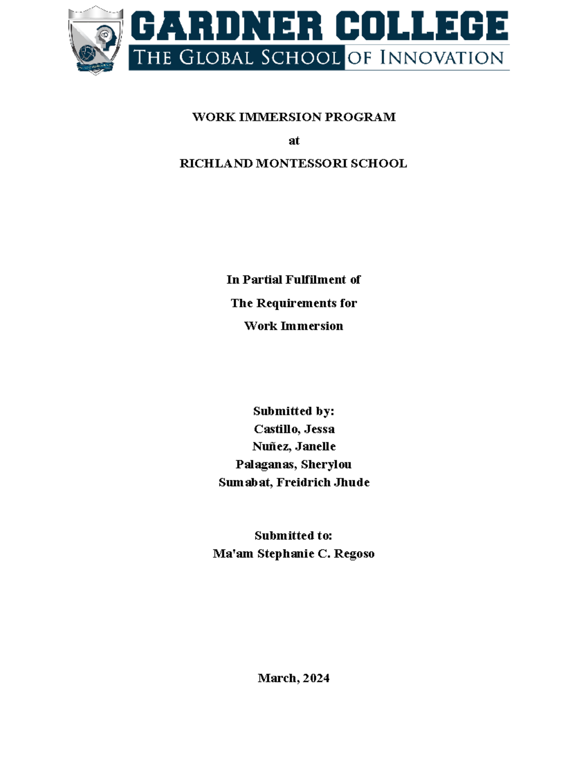 OJT- Portfolio - For work immersion - WORK IMMERSION PROGRAM at ...