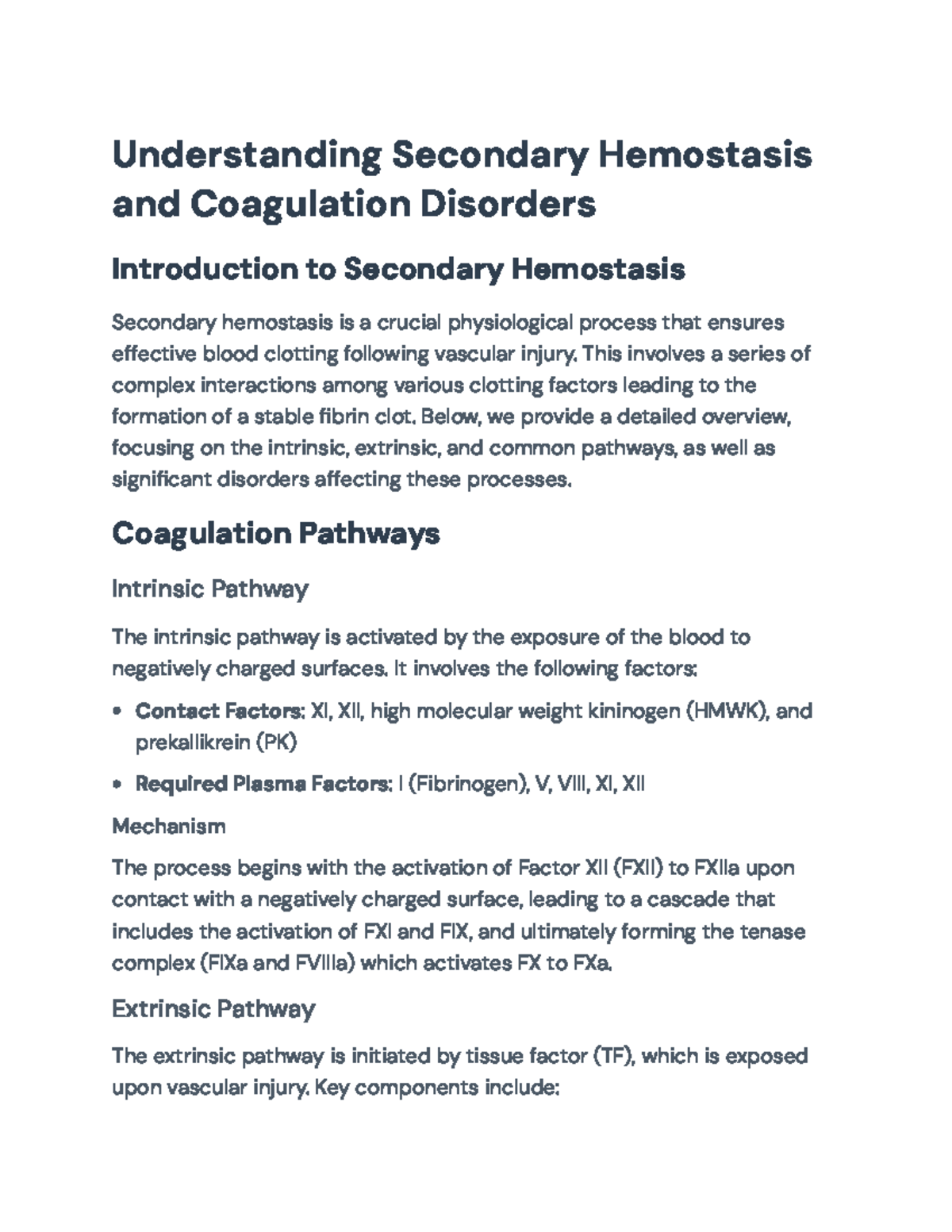 Understanding Secondary Hemostasis and Coagulation Disorders - Understanding Secondary ...