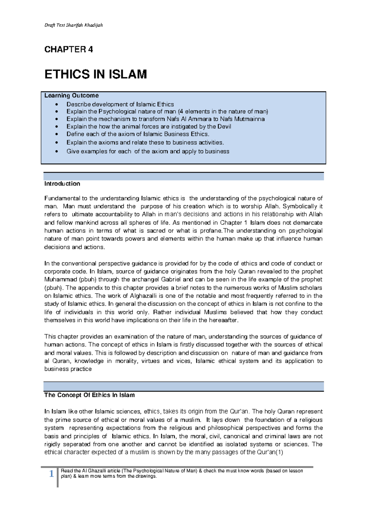 Islamic Ethics: Understanding Human Nature and Guidance from Al-Ghazali ...