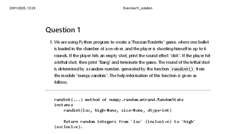 Exercise 11: Python Game Simulation & Probability Analysis - Studocu