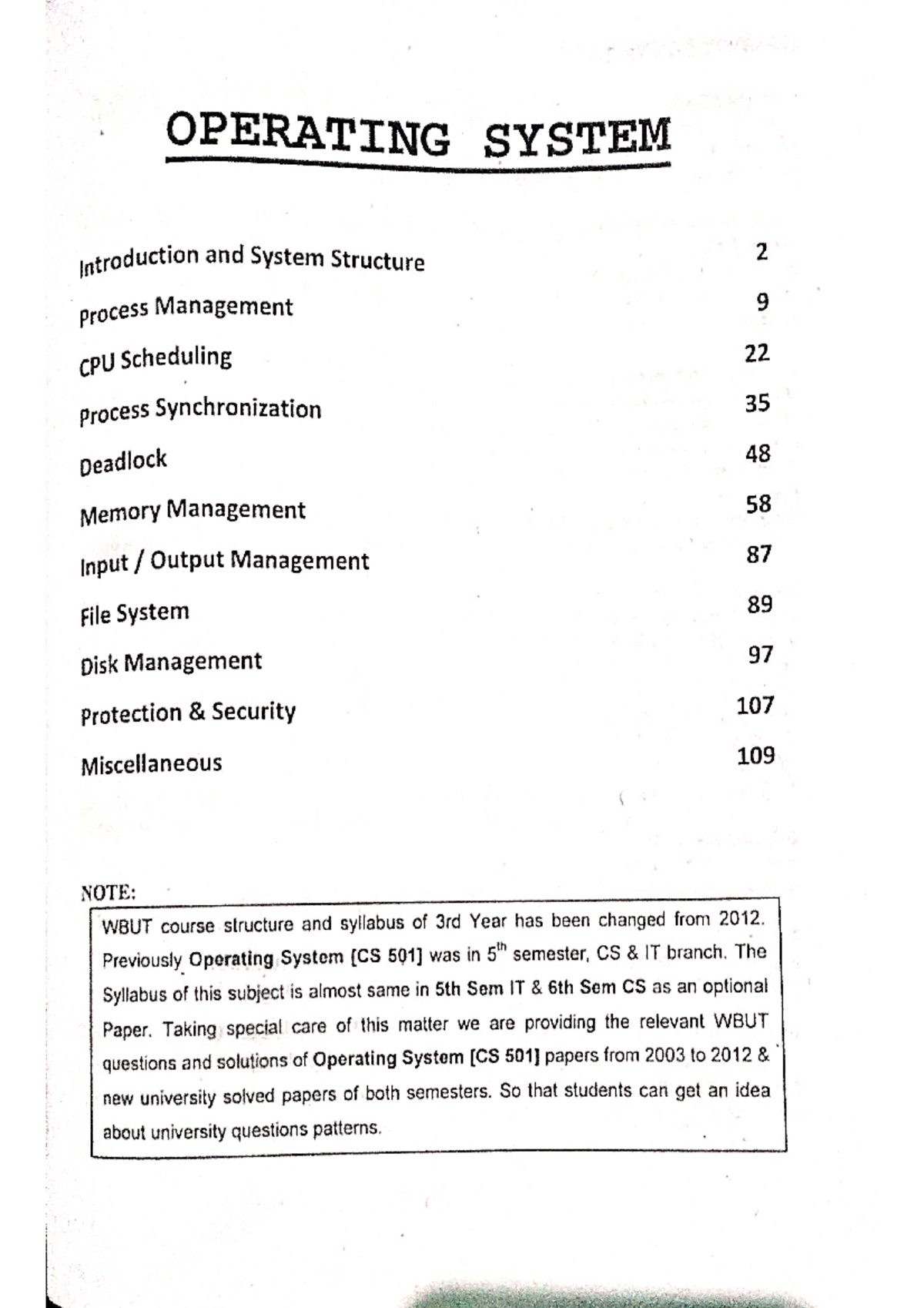 Operating System Study Notes: Makaut CS/IT Sem 5 & 6 Exam Prep - Studocu