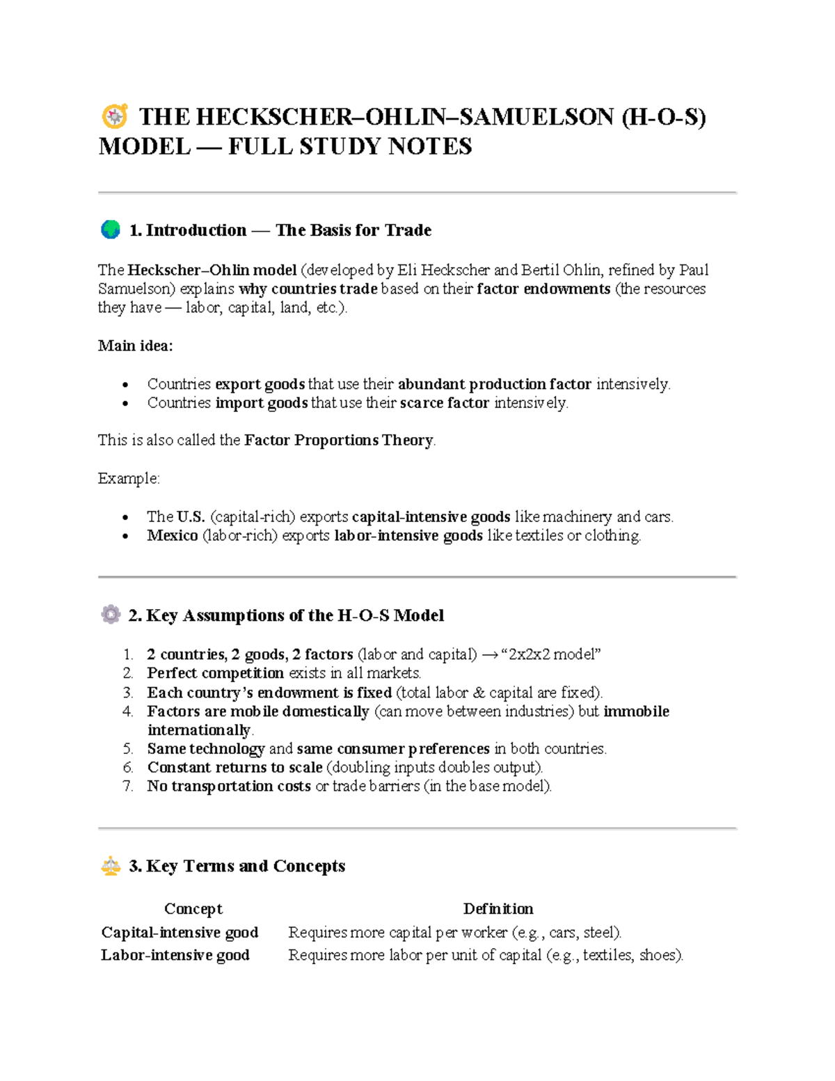 CH8 - Factor Proportions Theory Study Notes and Practice Questions ...
