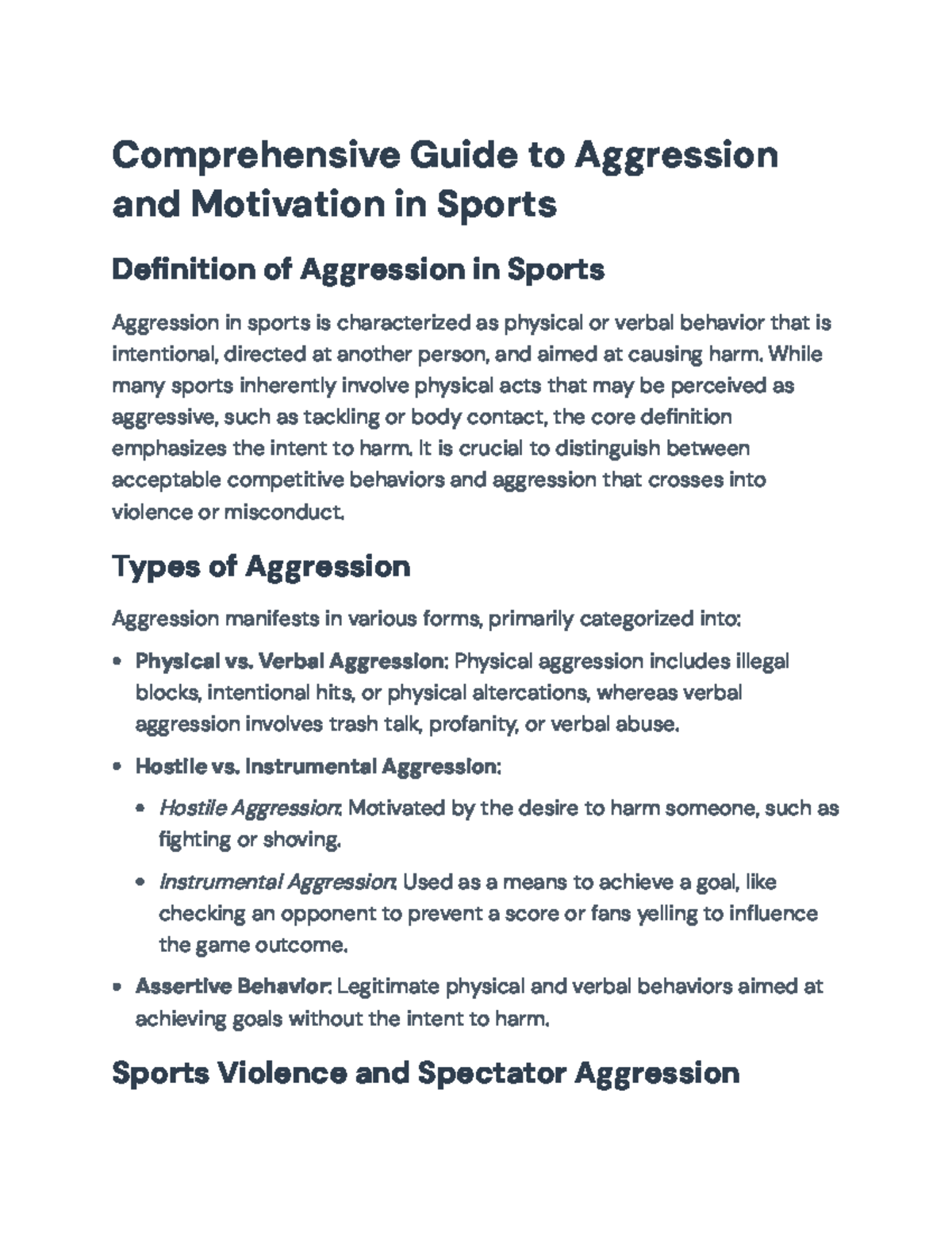 Comprehensive Study on Aggression & Motivation in Sports (SPT 101 ...